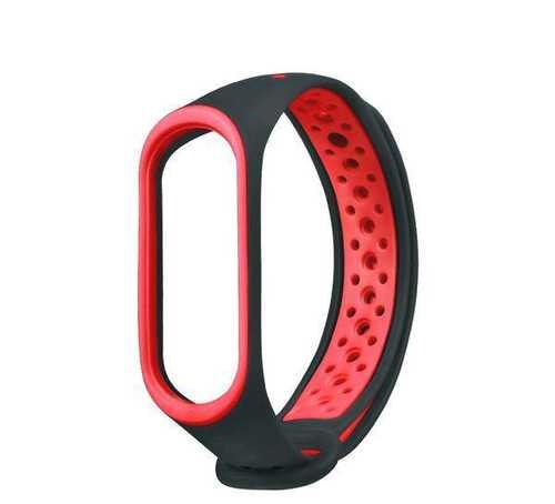 Силиконовый ремешок Xiaomi Mi Band 3/4 черно-крас