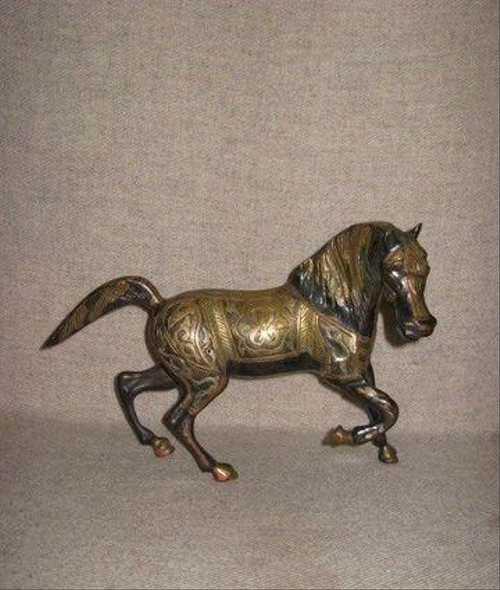 Скульптура большая лошадь конь латунь Индия/Египет