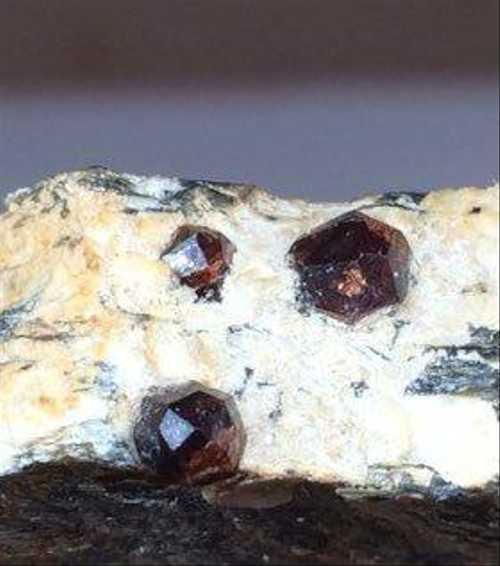 Кристаллы граната в мусковите (5)