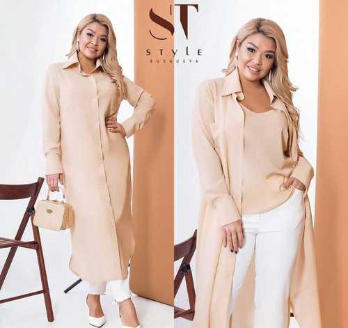 Платье -рубашка с удлиненным топом