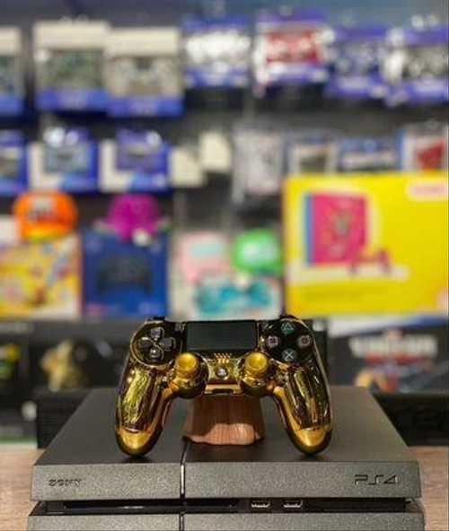 Sony Playstation 4 Fat + кастомный золотой геймпад