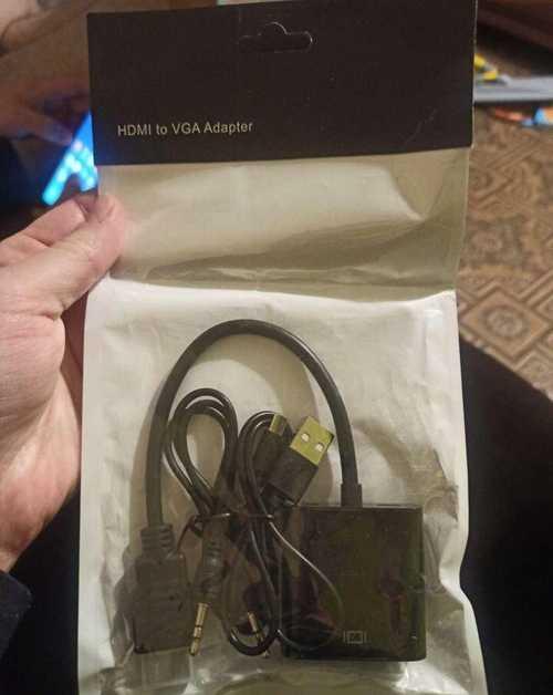 Провод переходник Hdmi vga с доп питанием