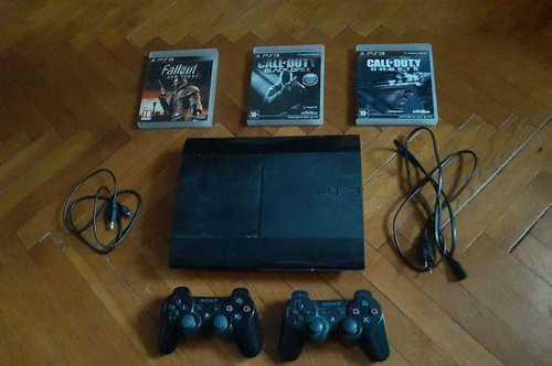 PS3 Super Slim 500 Gb с играми GTA 5, The last of