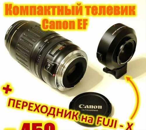 Переходник Fuji X - Canon + телевик EF 100-300 USM