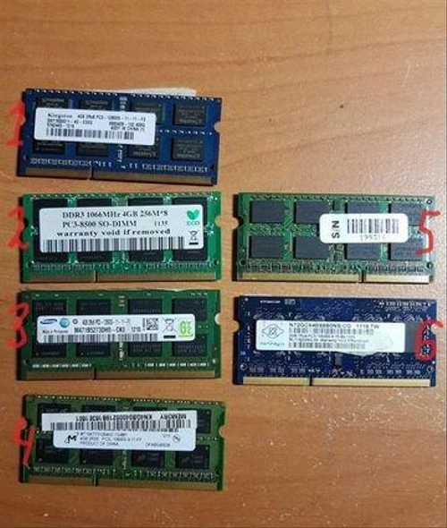 Оперативная память DDR3/DDR3L для ноутбука 2gb/4gb