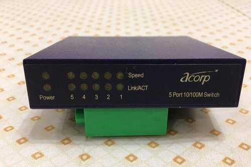 Коммутатор Acorp HU5DP 10/100 Мбит/сек, 5 port