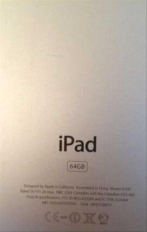Планшет Apple iPad 64Gb, model: A1337 (бу)