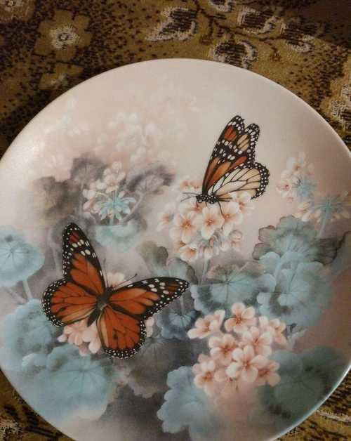 Тарелка винтаж бабочки, бабочка