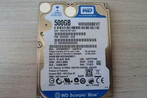 Western Digital 500 GB WD5000bevt 2.5"