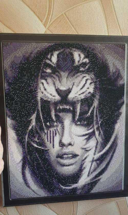 Картина алмазная мозайка женщина Тигр