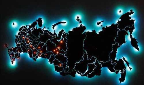 Карта Классическая России с подсветкой и диодами