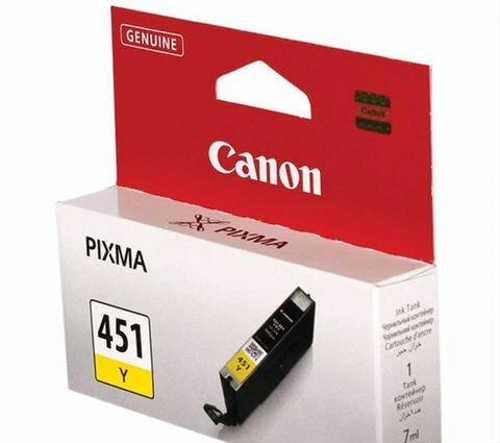 Картридж оригинальный "Canon CLI-451Y", для Canon pixma MG6340/MG5440/IP7240, желтый