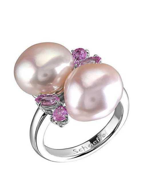 Schoeffel White Gold Pearl and Pink Sapphire Ring