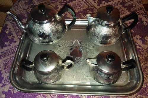 Чайно - кофейный набор (4 предмета и поднос), СССР