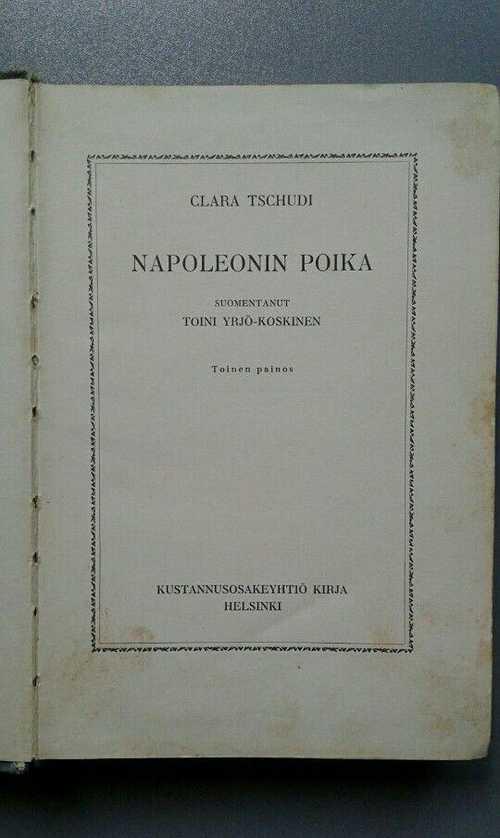 Книга Napoleonin Poika, C.Tschudi, 1929 г