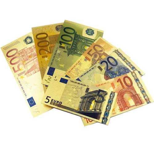 Банкноты euro позолоченные