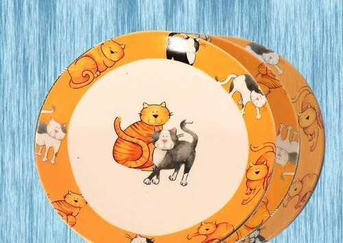 Детские тарелки с котиками 3 шт., фарфор