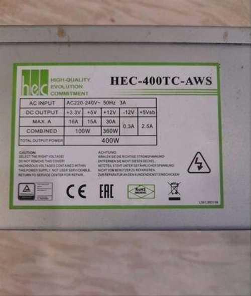 400W HEC-400TC-AWS 6-pin PCI-E 4+4pin cpu