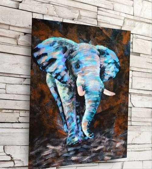 Картина Слон холст на подрамнике 35х50
