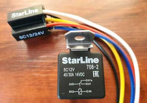 Реле 5-ти контактное Starline 5C12V, с держателем