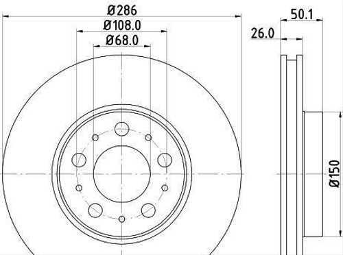 Диск тормозной передний для а/м Volvo XC70 (00) R15 d286 trialli