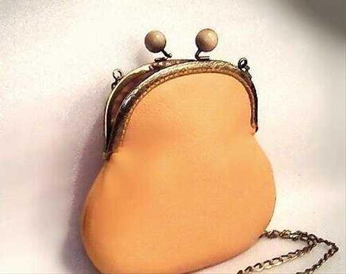 Маленькая сумочка светло-апельсиновая нат.кожа