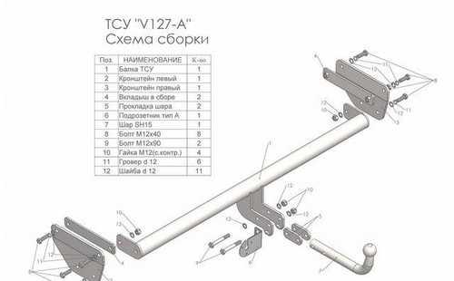 Фаркоп на volkswagen teramont 2017. г. в