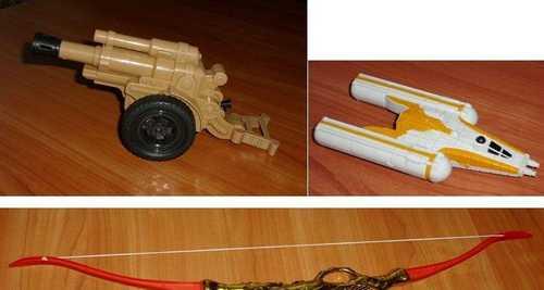 Игрушки Пушка, космический корабль, лук - 3 шт