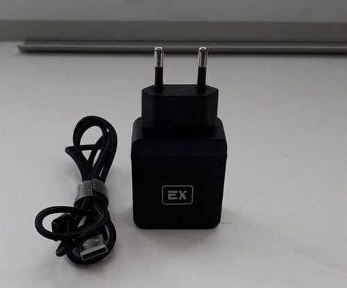 Сзу 1USB 2.4A+кабель USB-Type-C Exployd Sonder QC3.0 1m Black уценен