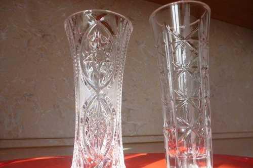Подсвечник и вазы хрустальные, наборы стаканов