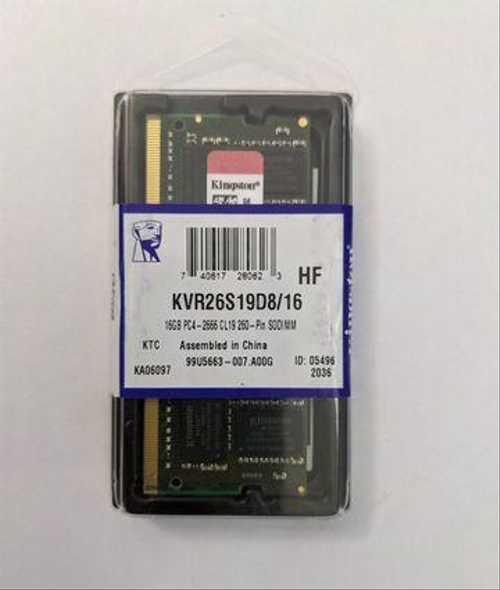 Kingston valueram KVR26S19D8/16 DDR4 - 16гб 2666