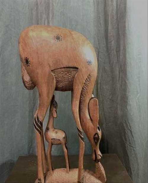 Винтажная напольная деревянная статуэтка из Индии