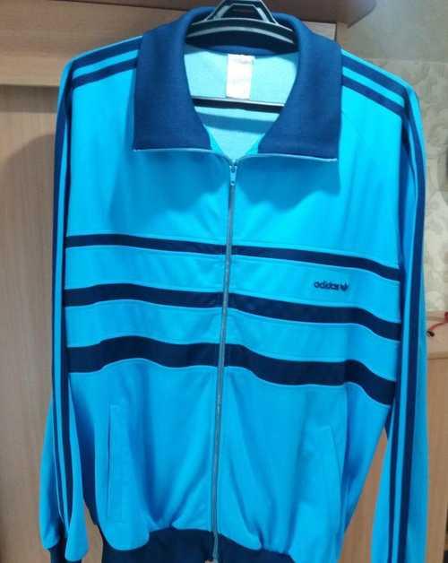 Олимпийка Adidas 80-х. "Голубая зебра" 56 размер