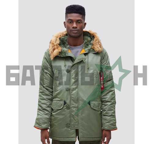 Аляска Slim Fit N-3B Parka Alpha Ind., Sage/Orange