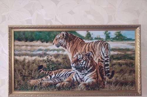 Картина из гобелена Тигры