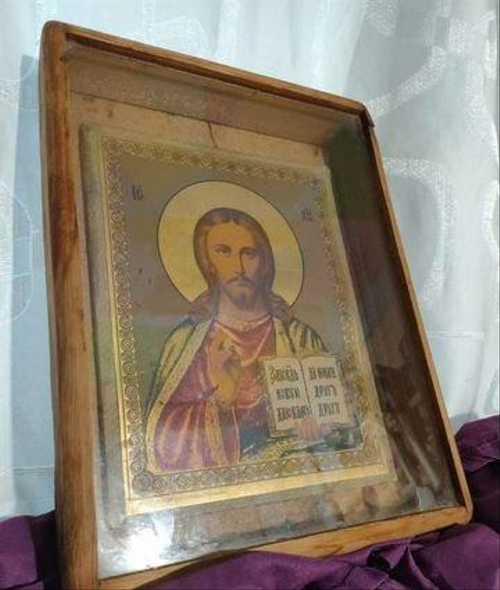 Икона Христос спаситель старинная
