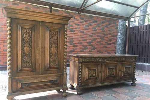 Старинный шкаф и прилавок рококо/барокко