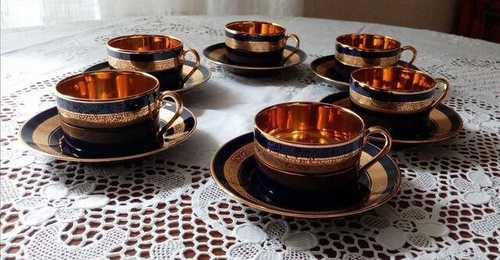 Набор из 6 чайных (кофейных) пар,лиможский фарфор