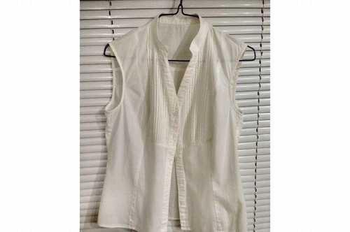 Белая хлопковая блузка, рубашка без рукава, 42 раз