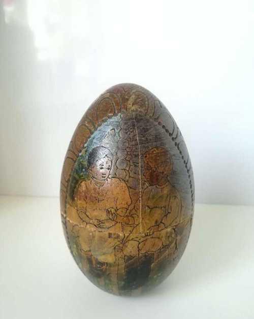 Яйцо старинное деревянное пасхальное