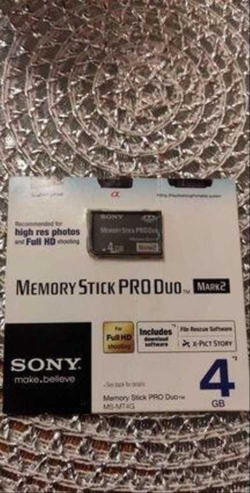 Карта памяти Sony Memory Stick Pro Duo 4Gb Mark2