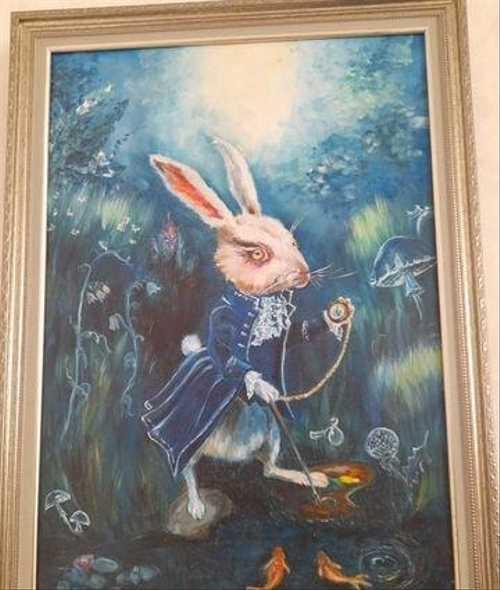 Картина маслом Кролик-художник из Алисы в Стране Ч