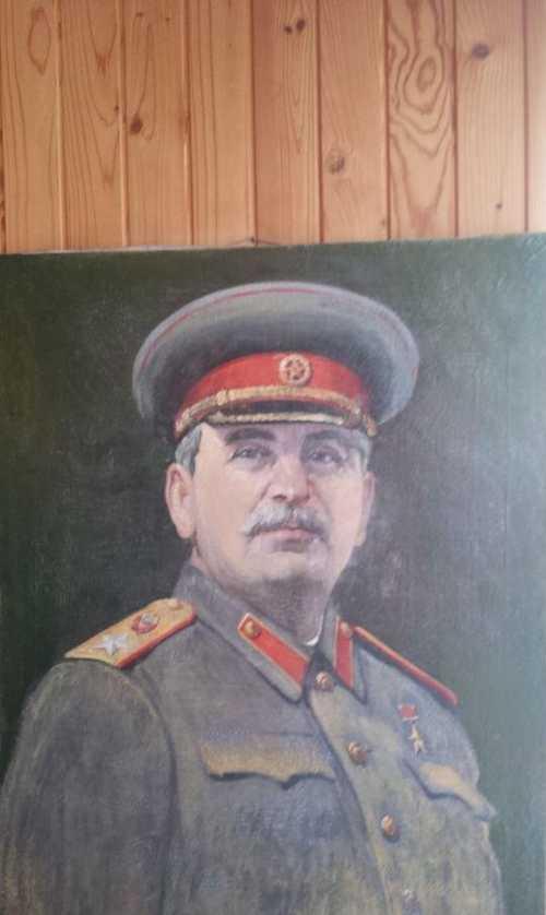 Х б сталин. Сталин портрет холст.