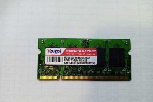 So dimm v data m2gvd2f4h3x20azbak ddr2 533(4) 512m