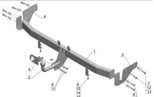Фаркоп тсу Hyundai Solaris 2010/ Kia Rio 2011- SD