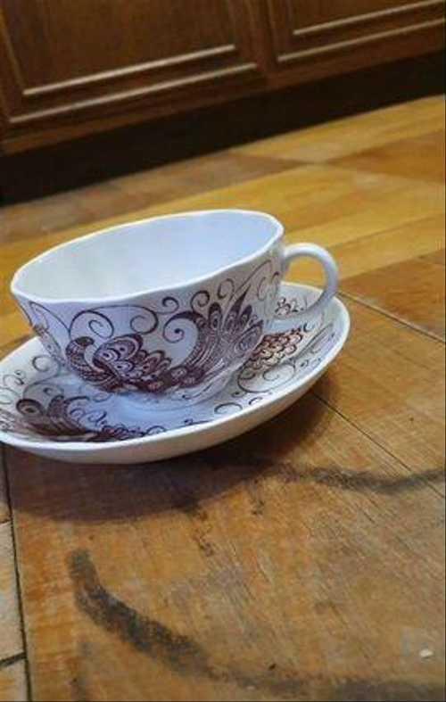 Сервизный фарфоровый чайный кофейный набор гжель