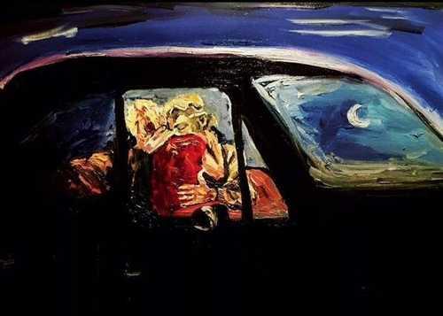 Картина маслом "В машине"