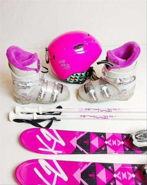 Горные лыжи 112 см + бот + шлем + палки