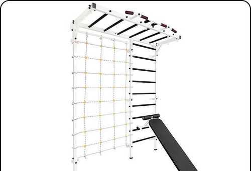 Шведская лестница с рукоходом, лазалкой и скамьей