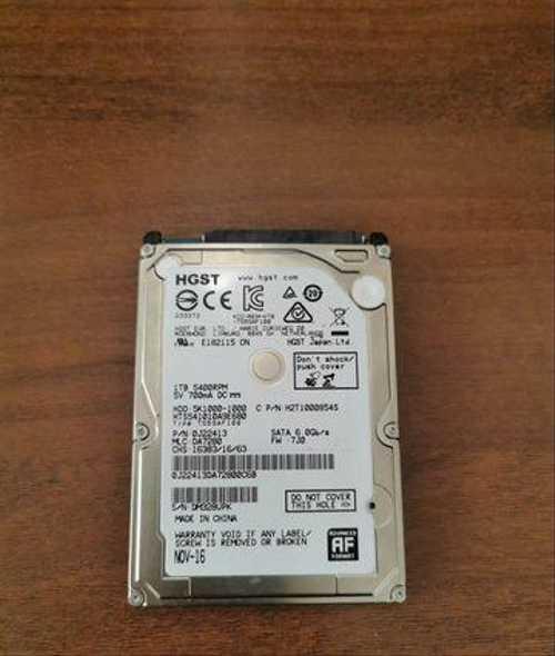 Жесткий диск hgst 1Tb 2.5" 19 часов наработки